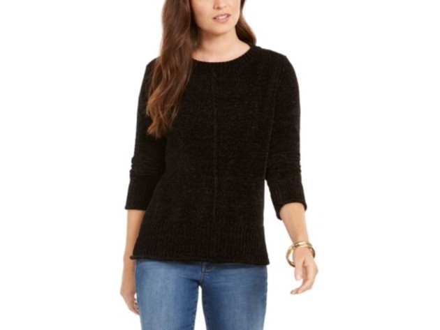 Style & Co Women's Chenille Sweater Black Size X-Small | Joyus