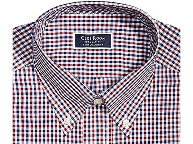 Club Room Mens Classic Regular Fit Gingham Check Performance Dress