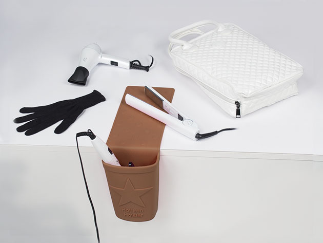 Travel Hair Styling Kit & Holster (White/Brown) | Joyus