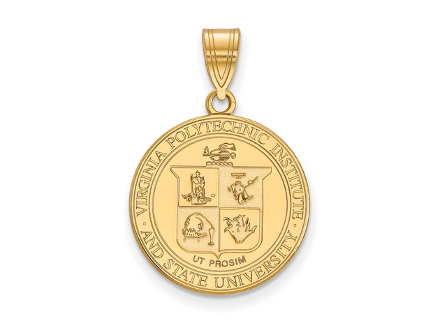 14k Gold Plated Silver Virginia Tech Large Crest Disc Pendant | StackSocial