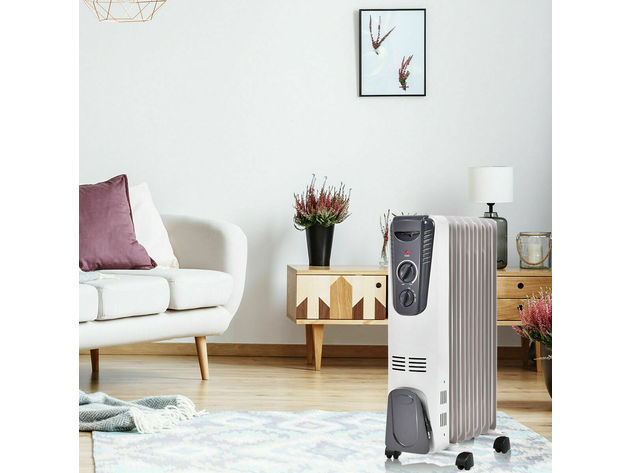 Costway 1500W Electric Oil Filled Radiator Space Heater 5.7 Fin ...