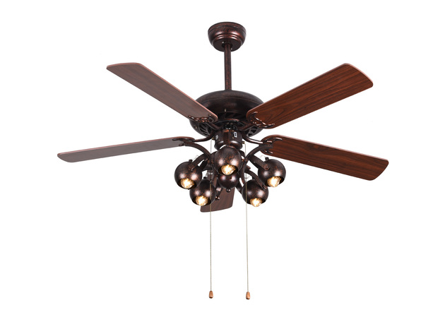 Costway 52'' Vintage Rustic Ceiling Fan Light w/ 5 Reversible Blades ...