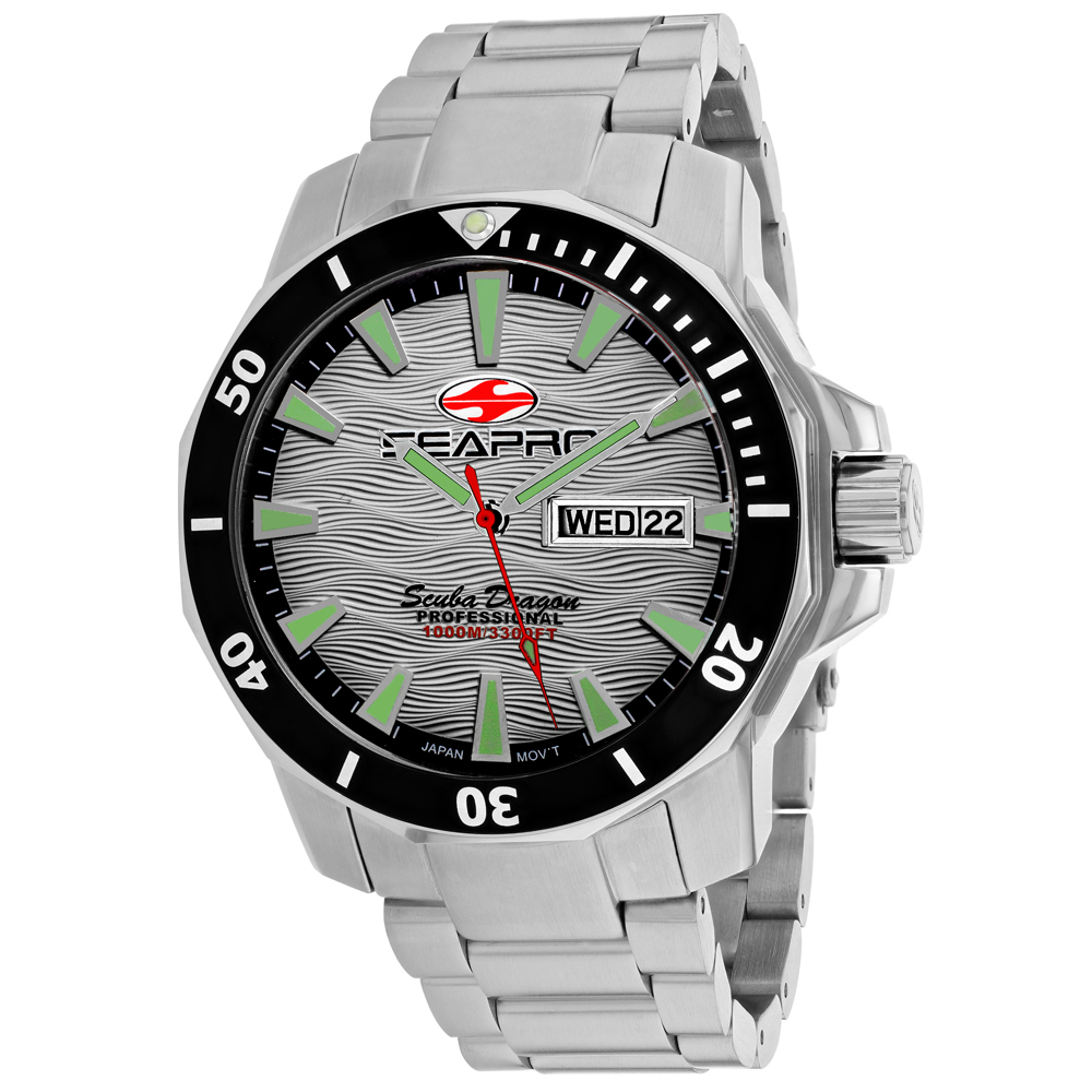 Seapro Men's Scuba Dragon Diver Limited Edition 1000 Meters Silver Dial ...