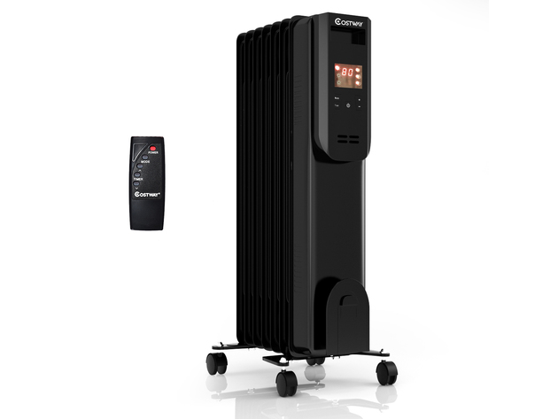 Costway 1500W Electric Oil Filled Radiator Heater LCD 7-Fin Timer w ...