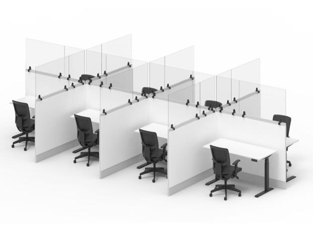 Offex Clear Sneeze Guard Cubicle Wall Extender (Clamp-On, 60" x 24 ...