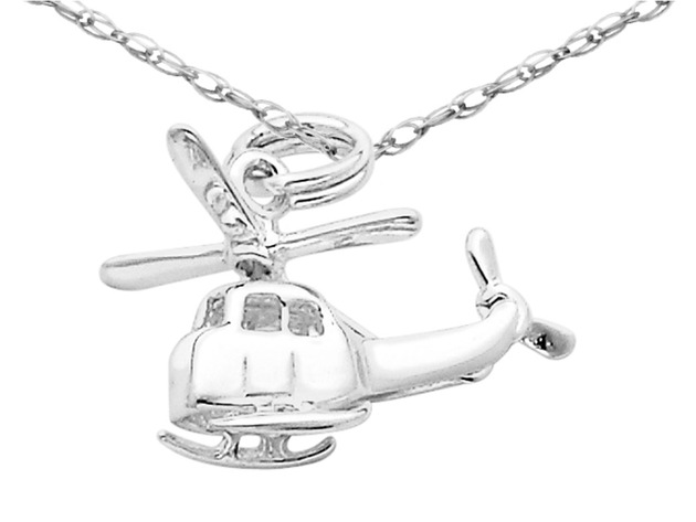 Helicopter Pendant Necklace in Sterling Silver with Chain | StackSocial