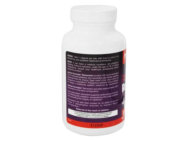 Jarrow Formulas - Resveratrol 100 mg. - 120 Vegetarian Capsules ...