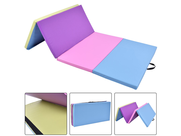 Costway 4'x8'x2" Gymnastics Mat Folding PU Panel Gym Multicolors ...