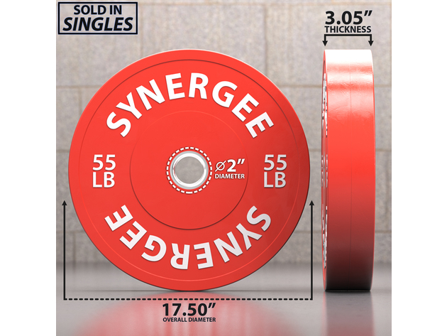 Synergee Color Bumper Plates - 55lb Single | StackSocial