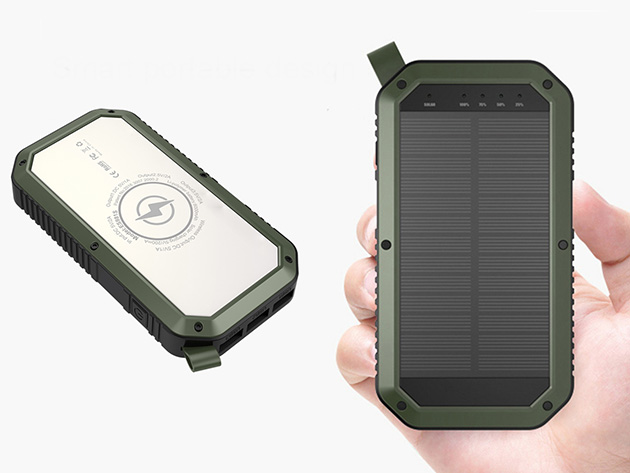 Sun Chaser 10,000mAh Mini Solar-Powered Wireless Phone Charger (Green ...