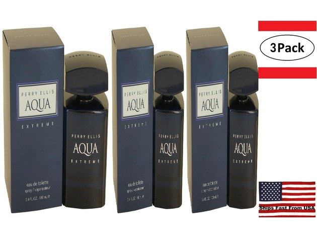 3 Pack Perry Ellis Aqua Extreme by Perry Ellis Eau De Toilette Spray 3. ...