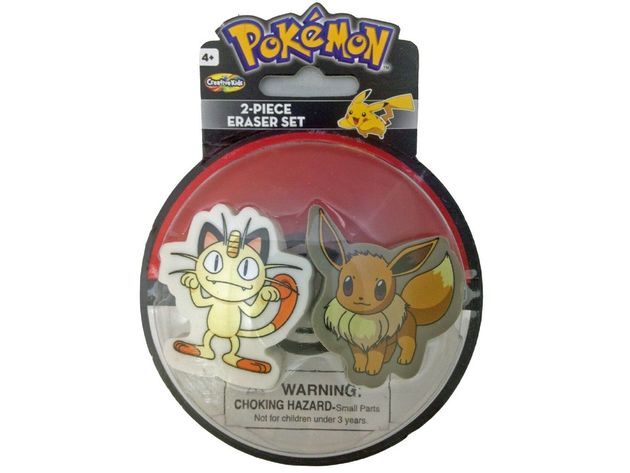 Pokemon 2 Piece Eraser Set - Meowth and Eevee | StackSocial