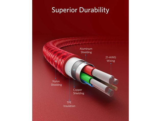 Anker 331 USB-C to Lightning Cable Red / 6ft | Gadget Hacks