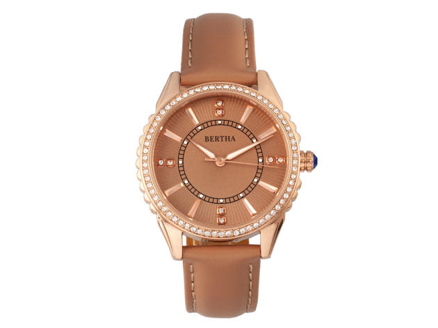 Bertha Reloj de Banda de Cuero Modelo Clara (Kaqui) | StackSocial