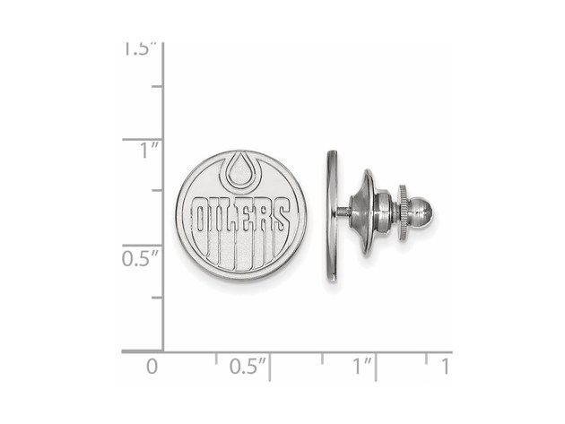 14k White Gold NHL Edmonton Oilers Disc Lapel or Tie Pin | StackSocial