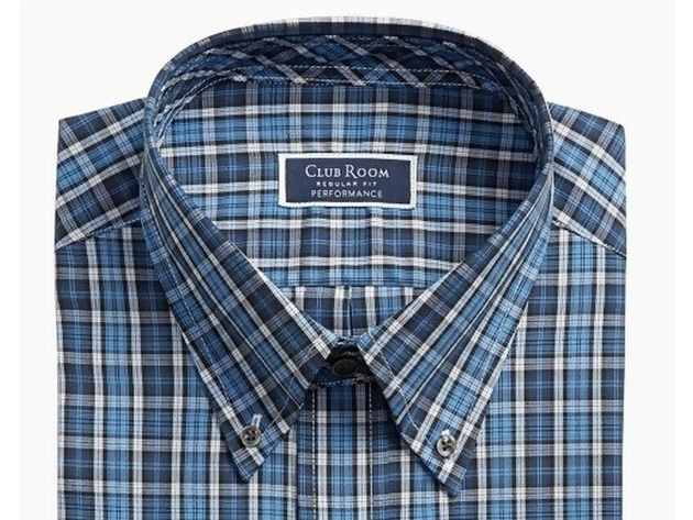 Club Room Mens Classic Regular Fit Stretch Blackwatch Tartan Dress