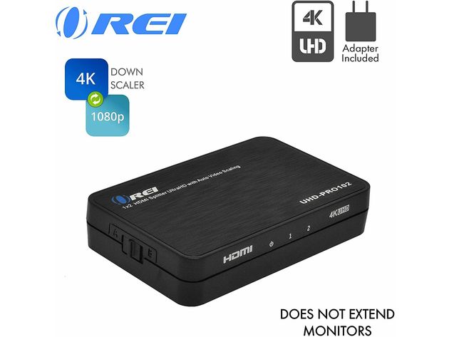 4K 1x2 HDMI Splitter by OREI - With Scaler 2 Ports with Full Ultra HD ...