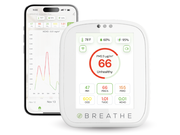 BREATHE Airmonitor Plus Smart Air Quality Monitor | StackSocial