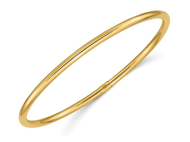 Polished Slip On Bangle in 14K Yellow Gold (3.00 mm) | StackSocial
