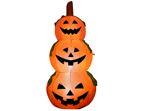 Costway 5 Ft Halloween Inflatable 3-Pumpkin Stack Blow Up Pumpkin Ghost ...