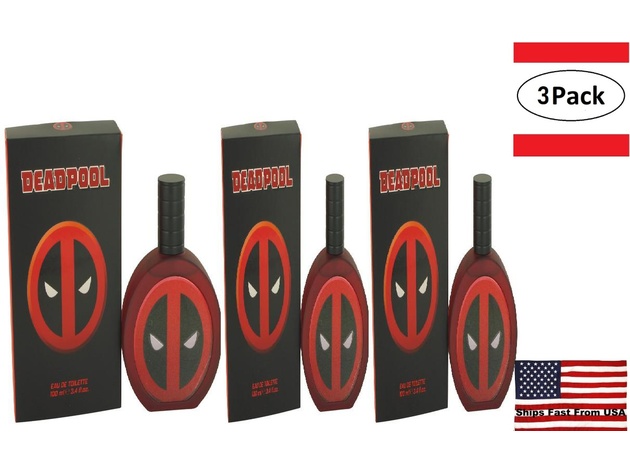 3 Pack Deadpool by Marvel Eau De Toilette Spray 3.4 oz for Men ...