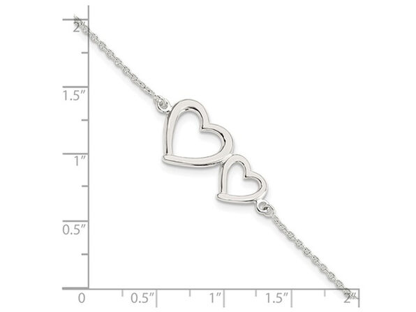 Sterling Silver Polished Two Hearts Bracelet | StackSocial