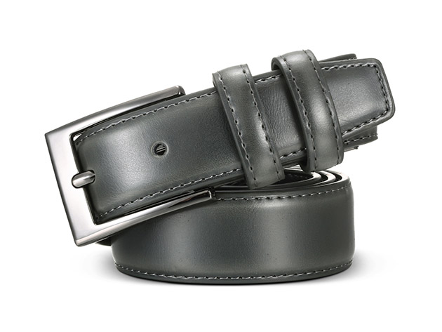 Dual Loop Leather Classic Prong Belt (30"/Charcoal) | Black Enterprise