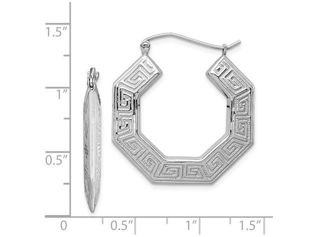 Sterling Silver Greek Key Hoop Earrings | StackSocial
