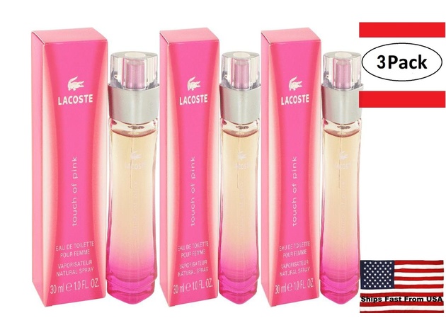 3 Pack Touch of Pink by Lacoste Eau De Toilette Spray 1 oz for Women ...