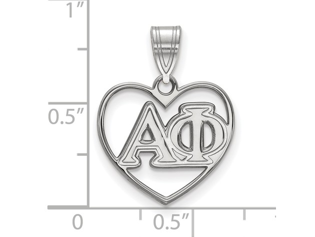 Sterling Silver Alpha Phi Heart Pendant | StackSocial