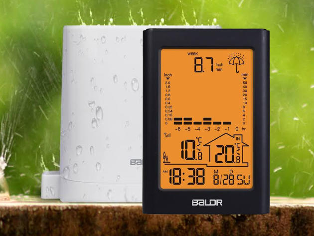 BALDR Indoor & Outdoor Wireless Thermometer with Rain Gauge (Black ...