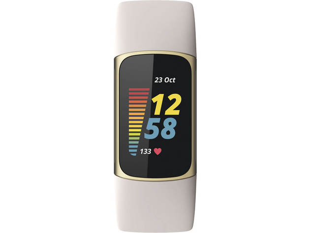 Fitbit FB421GLWT Charge 5 Advanced Fitness & Health Tracker - Soft Gold ...